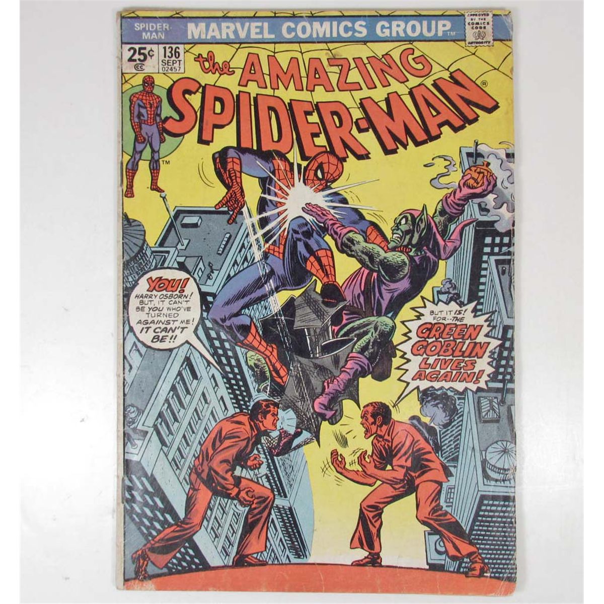1974 THE AMAZING SPIDER-MAN NO. 136 COMIC BOOK - 25 CENT COVER