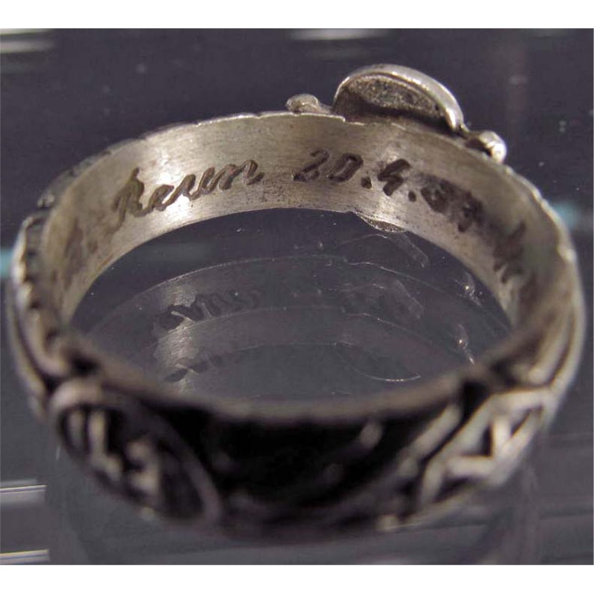GERMAN NAZI SS WEDDING RING W/ HIMMLER SIGNATURE INSIDE BAND & STERLING ...