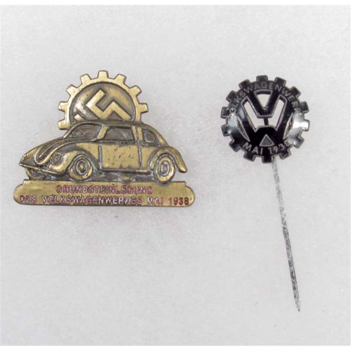 LOT OF 2 GERMAN NAZI VOLKSWAGEN BADGES