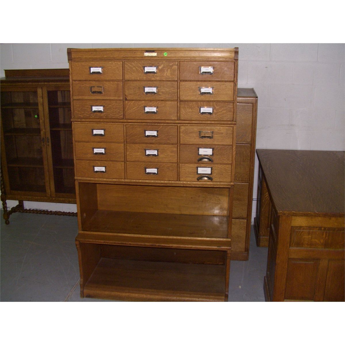 American Oak Arts & Crafts, Oak upright pigeon drawer file cabinet ...
