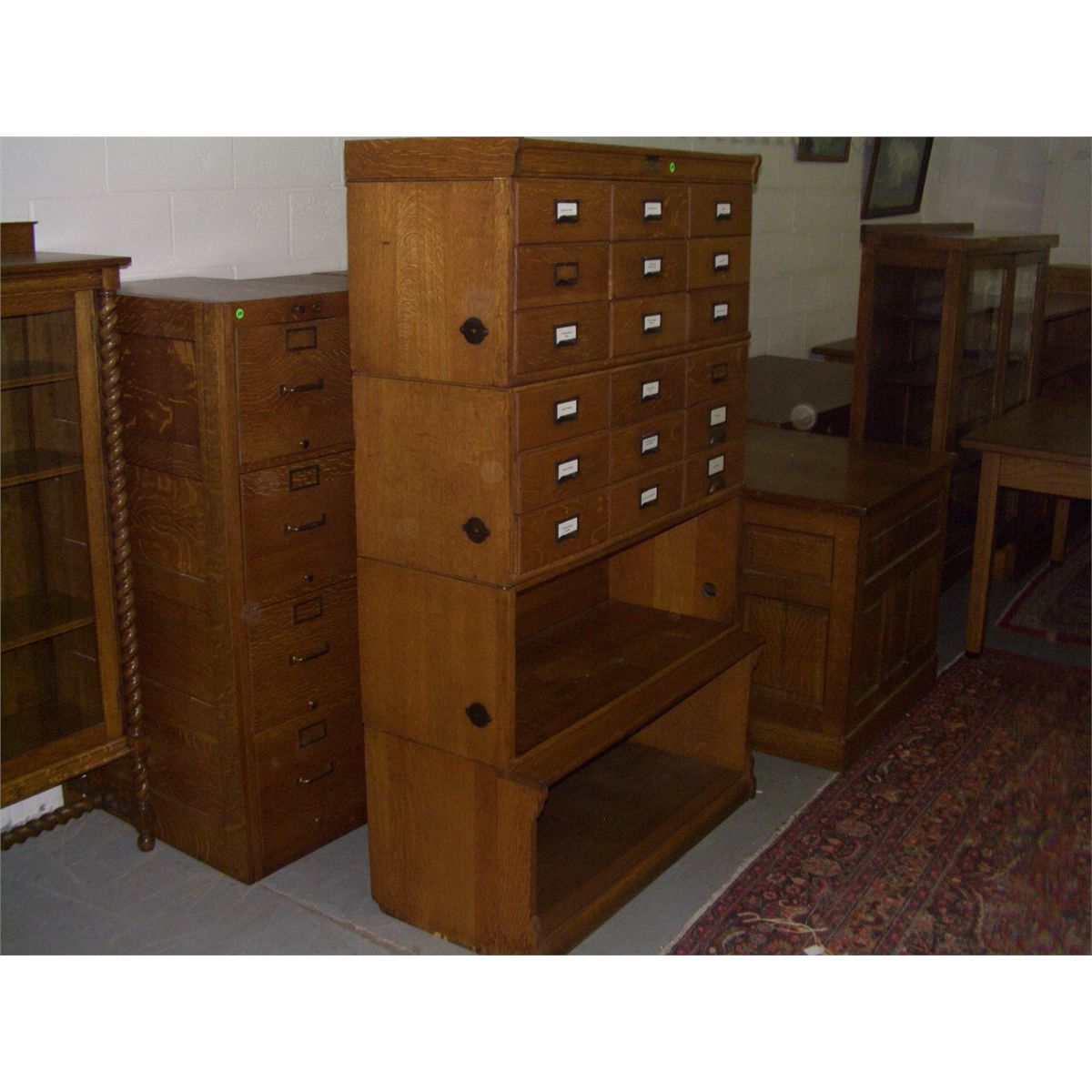 American Oak Arts & Crafts, Oak upright pigeon drawer file cabinet ...