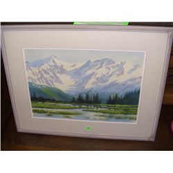 signed watercolor A Rutter local listed artist, Mount Rainier