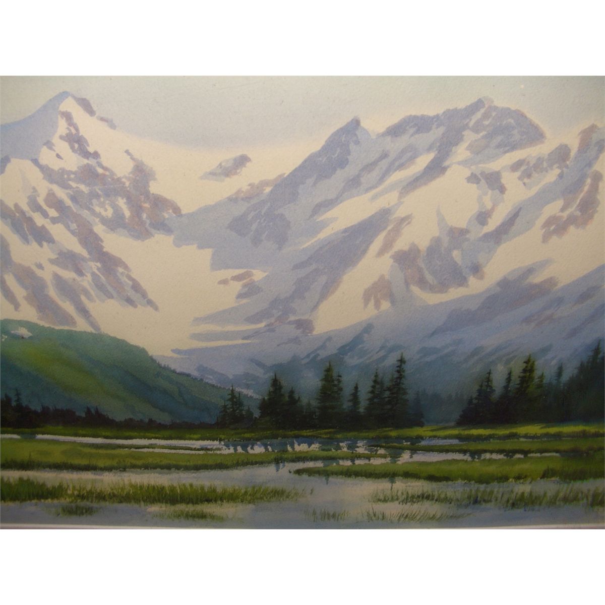 signed watercolor A Rutter local listed artist, Mount Rainier