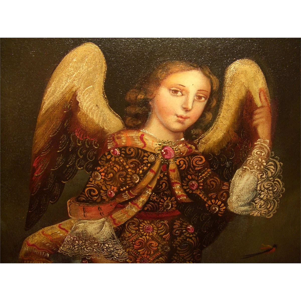 wonderful oil painting on canvas of an angle