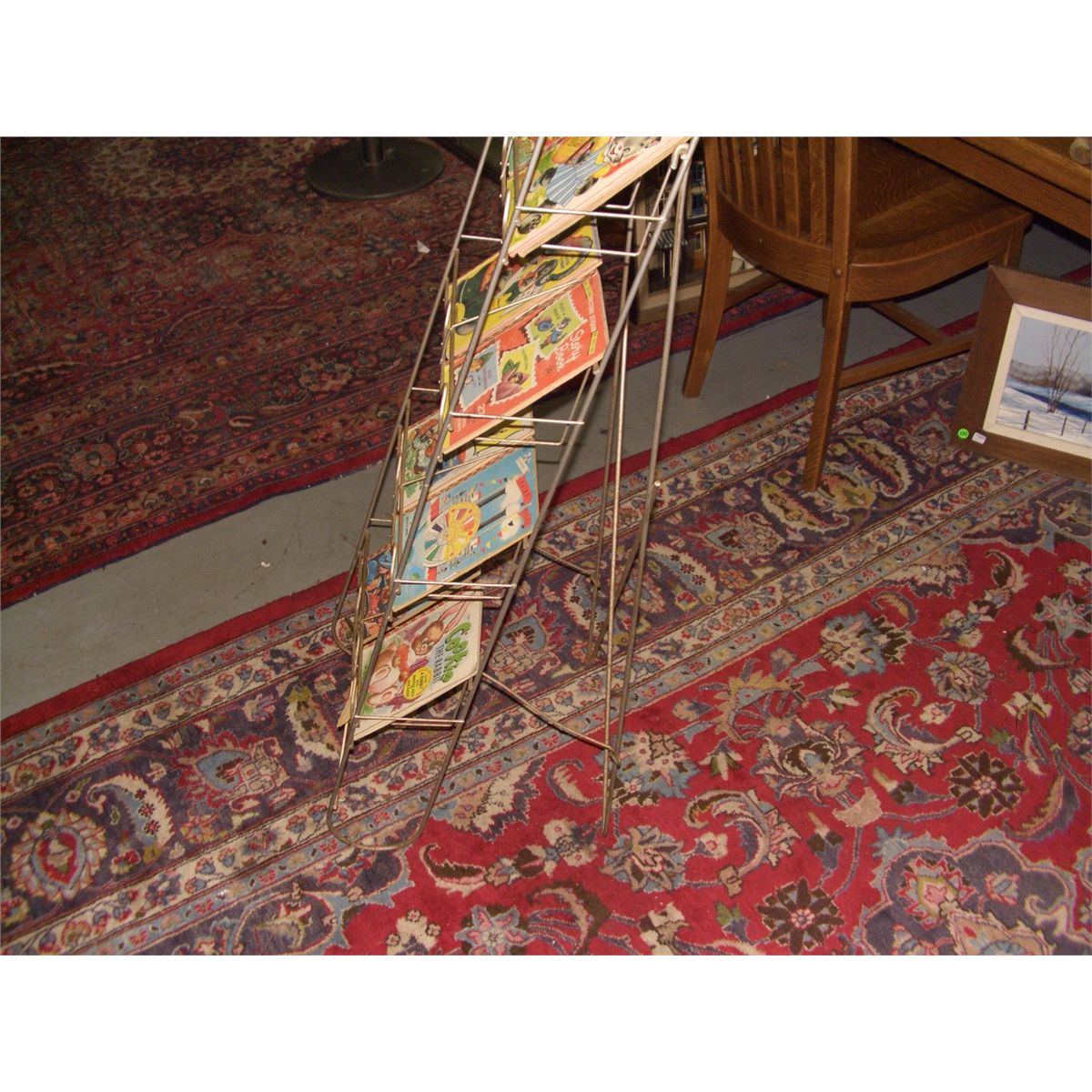 vintage wire kids book rack store display with books SSR