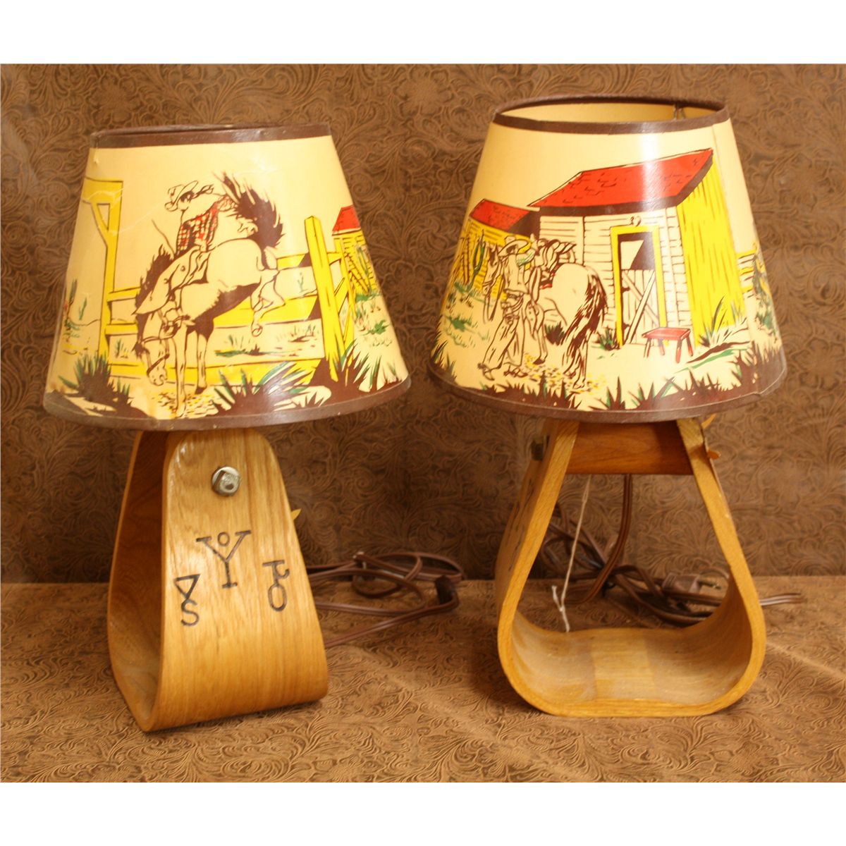 Pair of western stirrup lamps