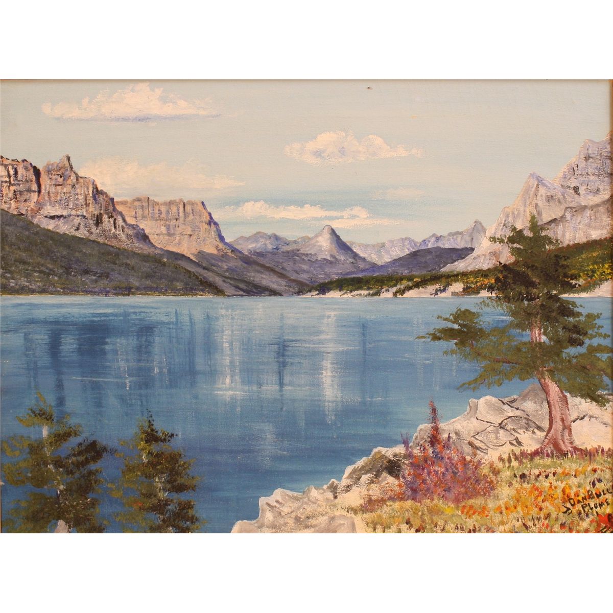 Dan Bull Plume, Blackfeet Artist, Upper St. Mary Lake, oil on canvas ...