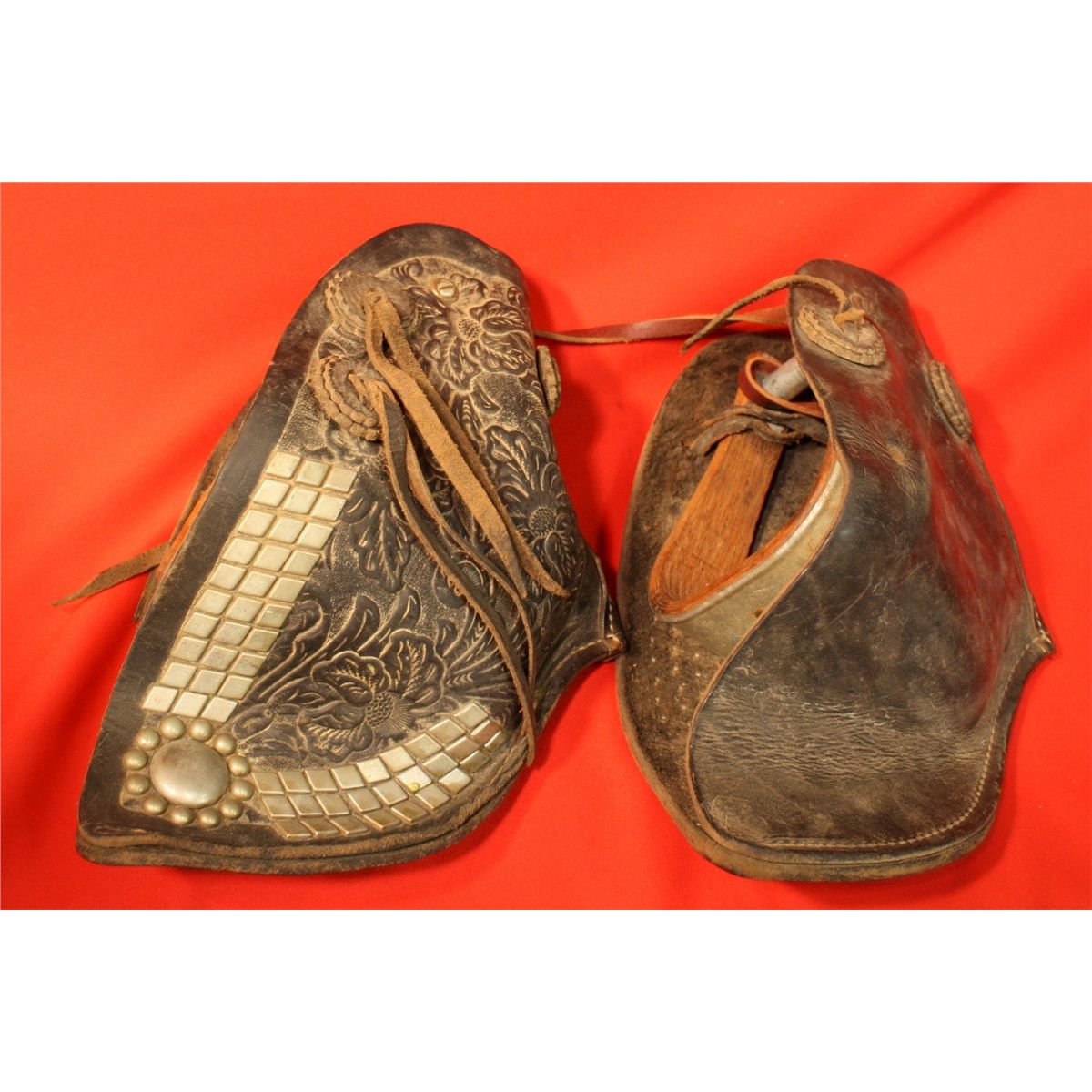 Tapaderos, studded, hand tooled Est. $75-100