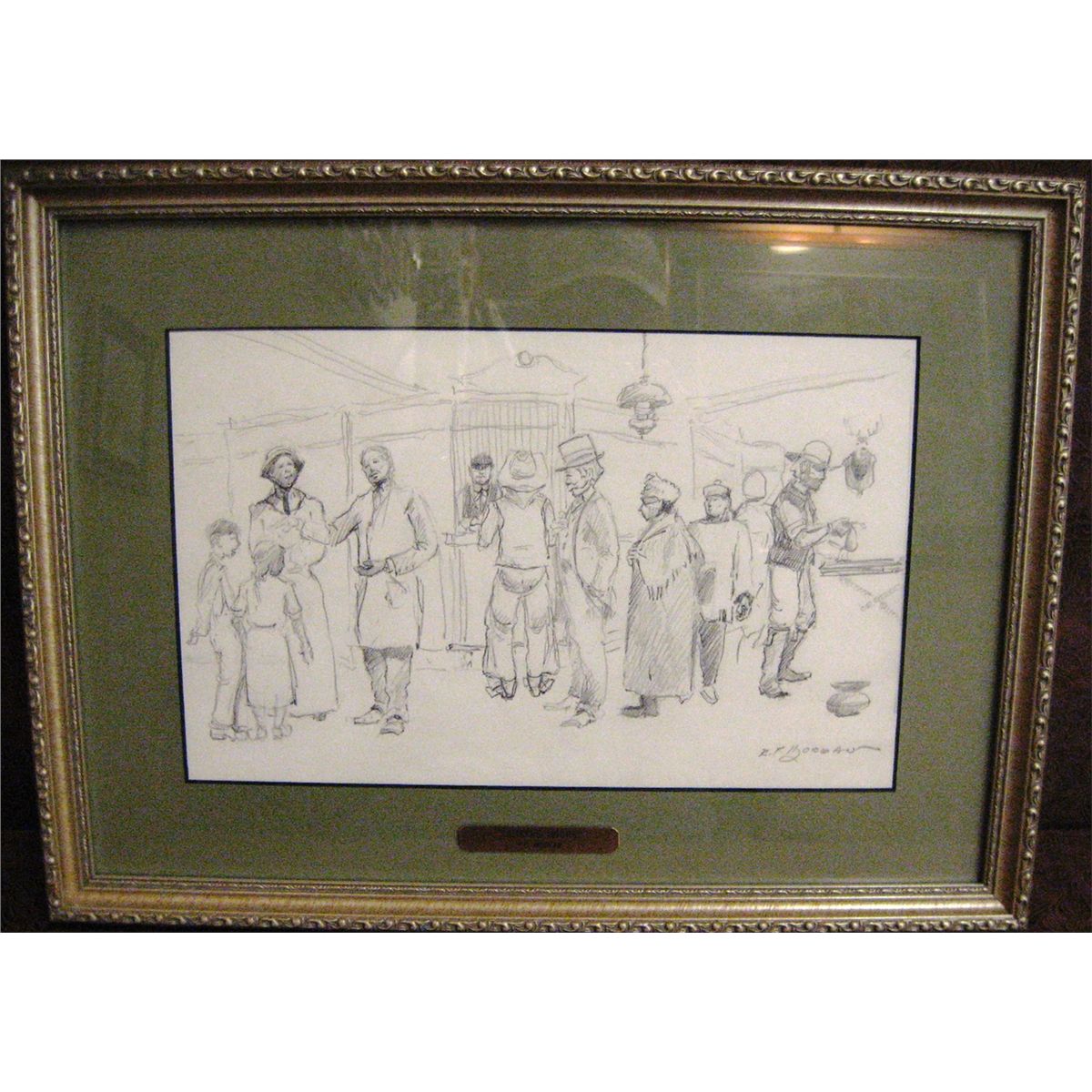 Bob Morgan, Montana, Bankers Hours,pencil sketch, 9" x 14" Est. $300- 400