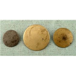 3 U.S. Colonial Era Flat Buttons Best, 1820