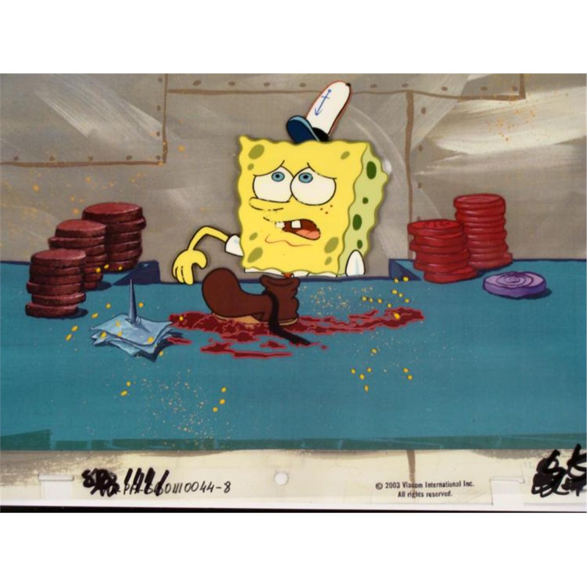 Confused SpongeBob Original Cel Animation Background