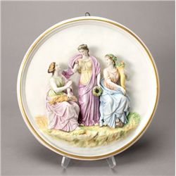 German Porcelain Plaque of Three Graces