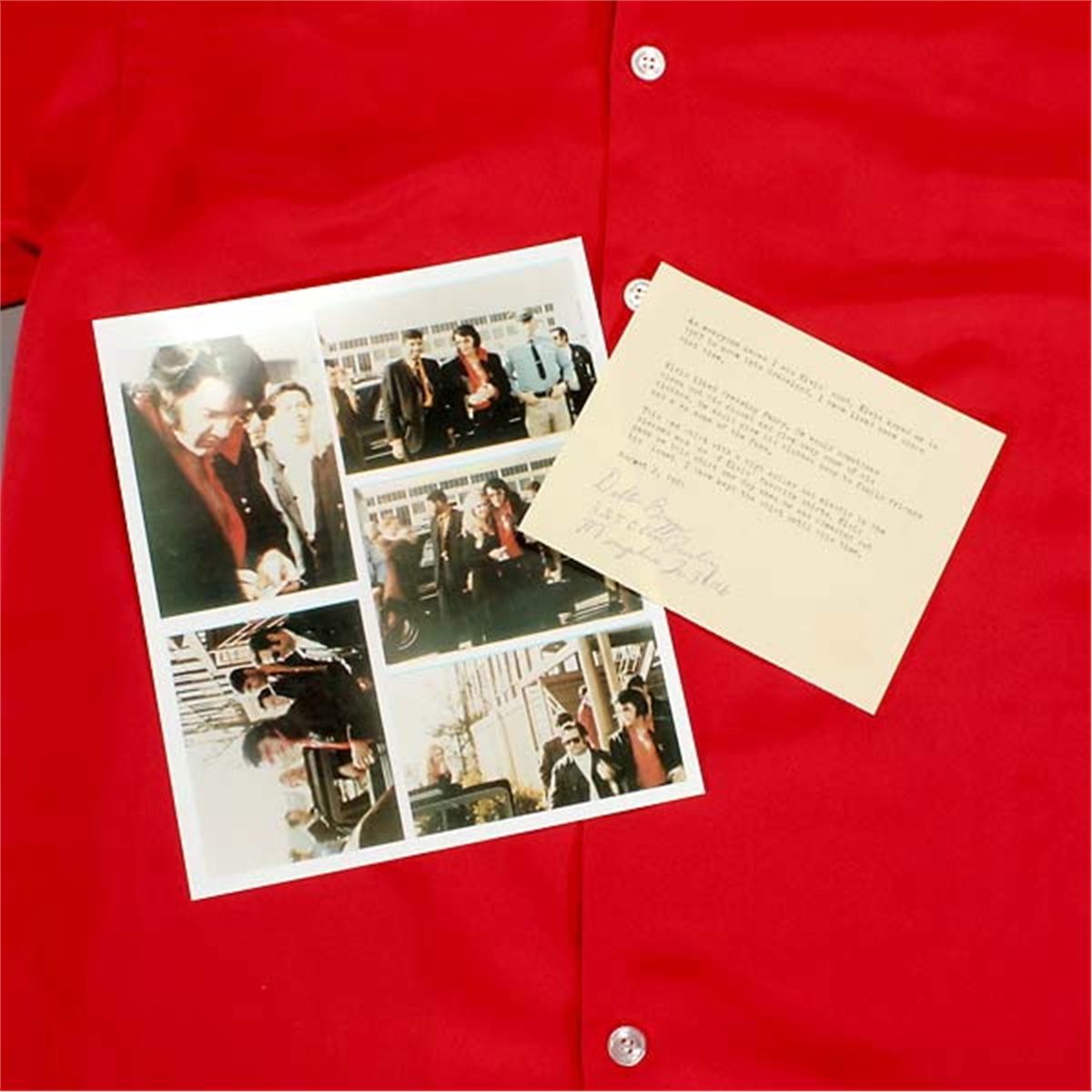 Custom Red Shirt Worn by Elvis with Photos & Letter