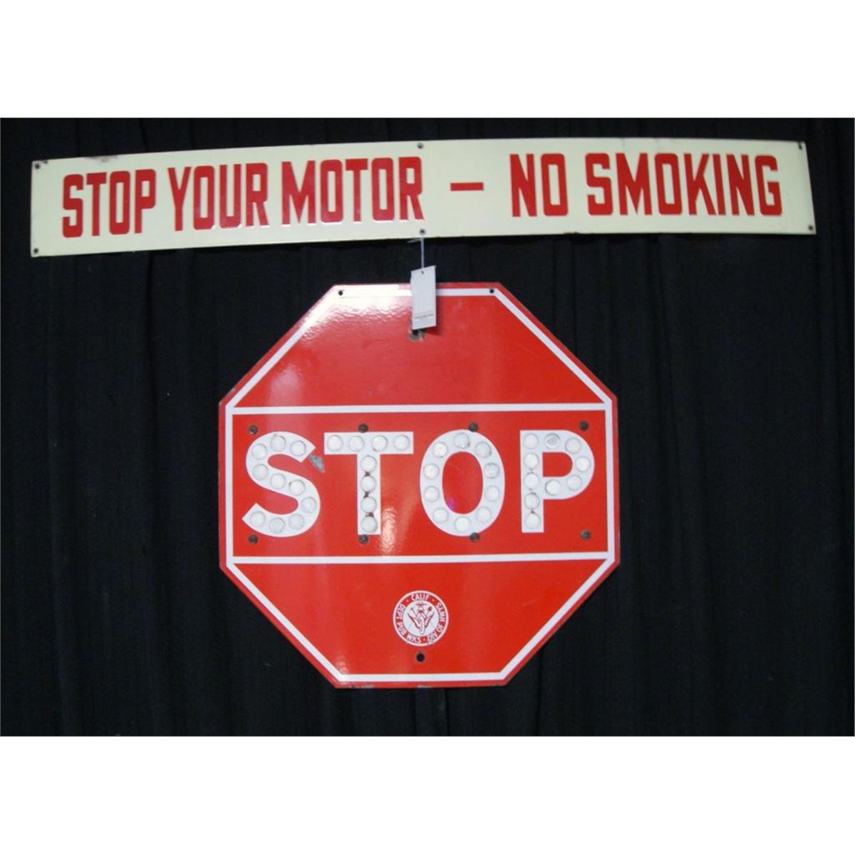Vintage stop sign, engine sign