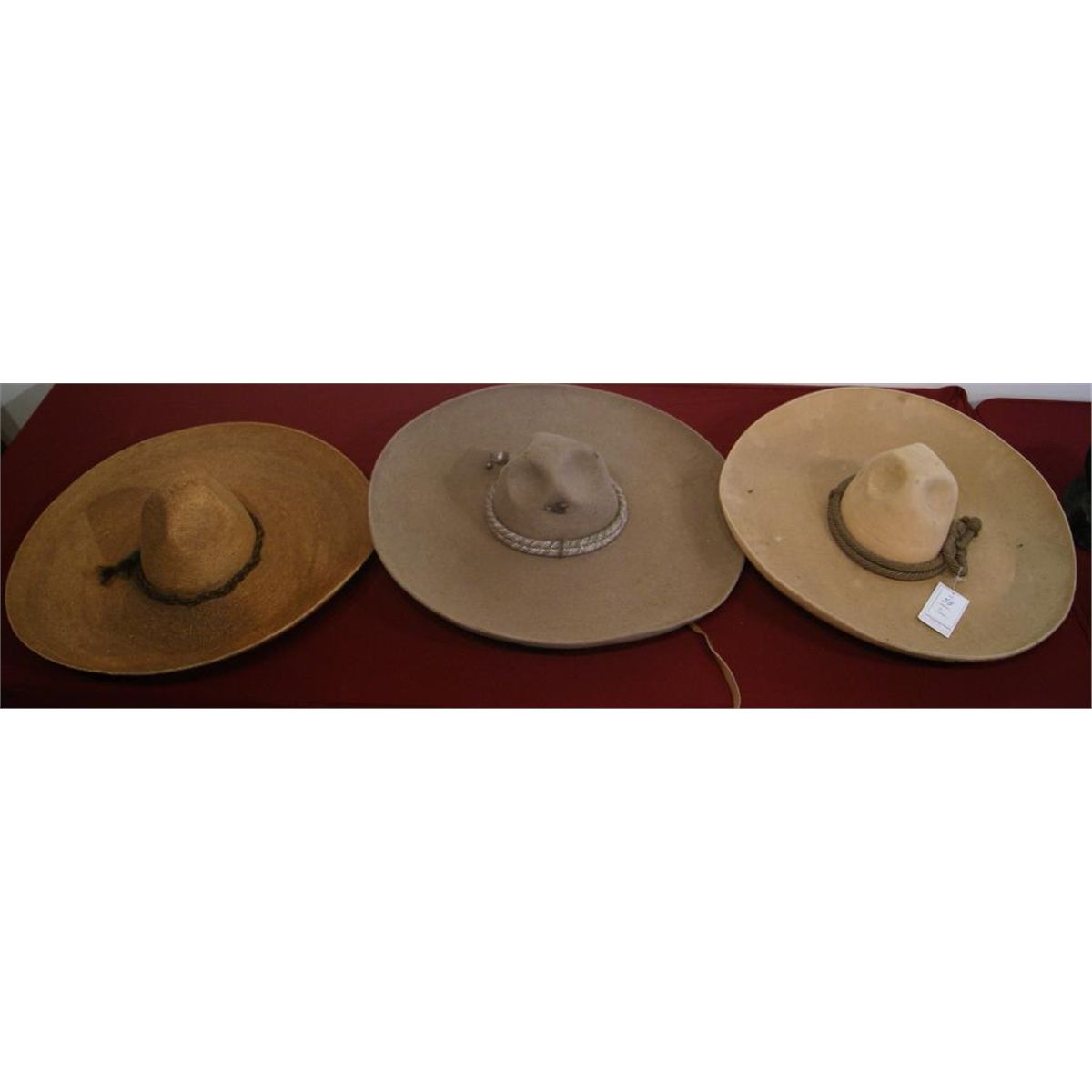 3 Vintage Large Mexican sombreros