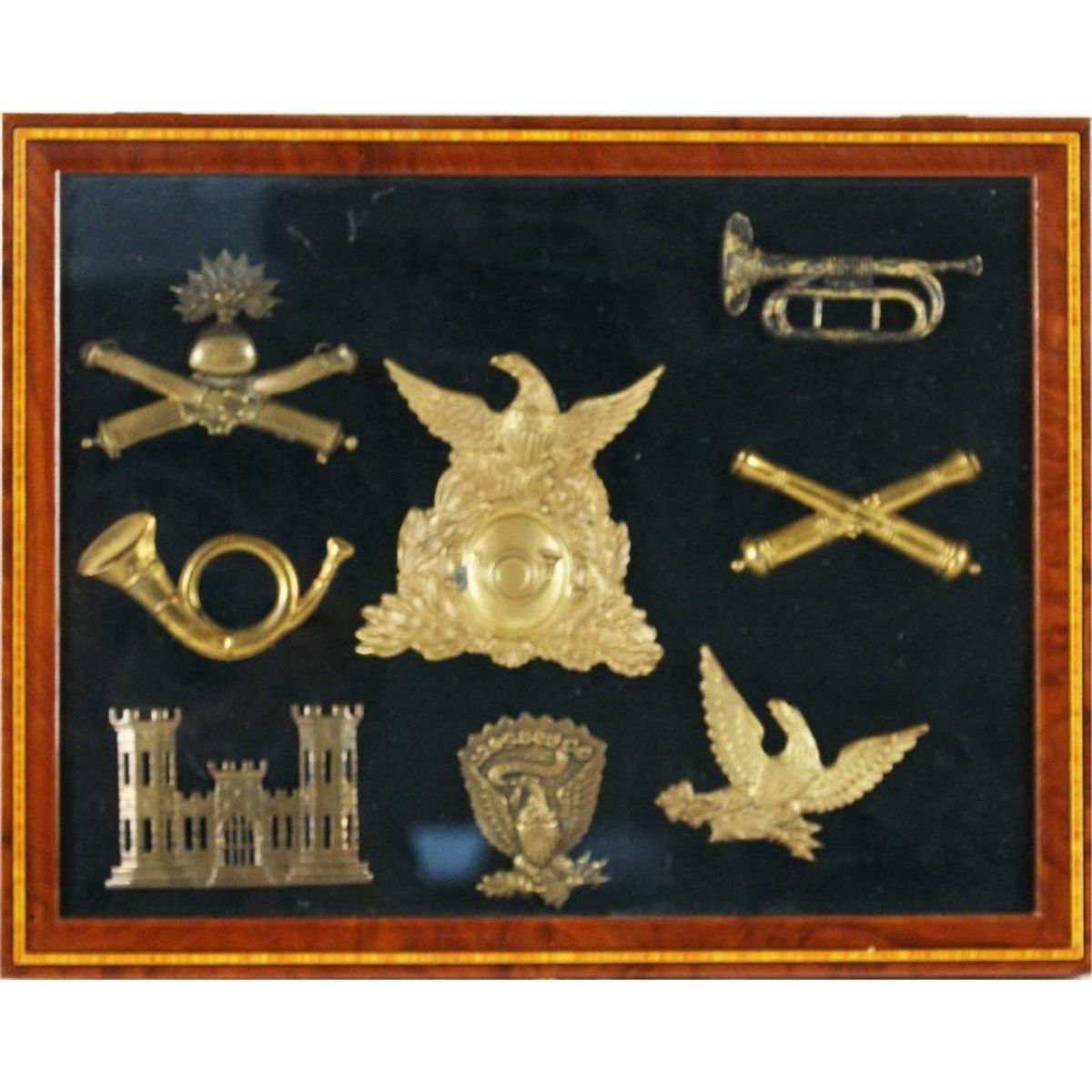 Cased Collection of Brass Civil War hat pins