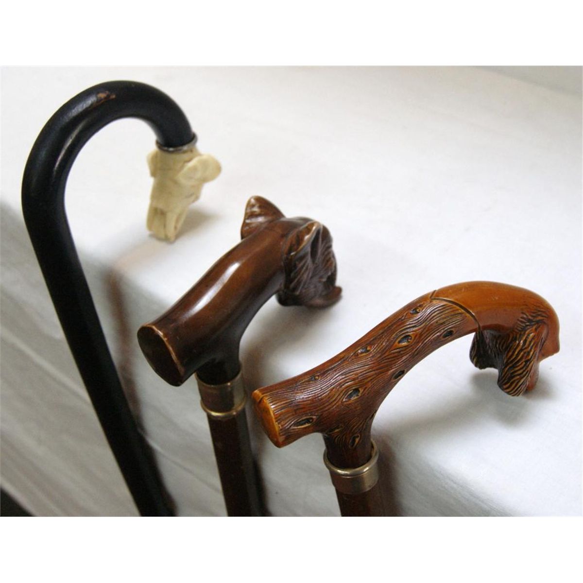 Collection of 3 animal head canes