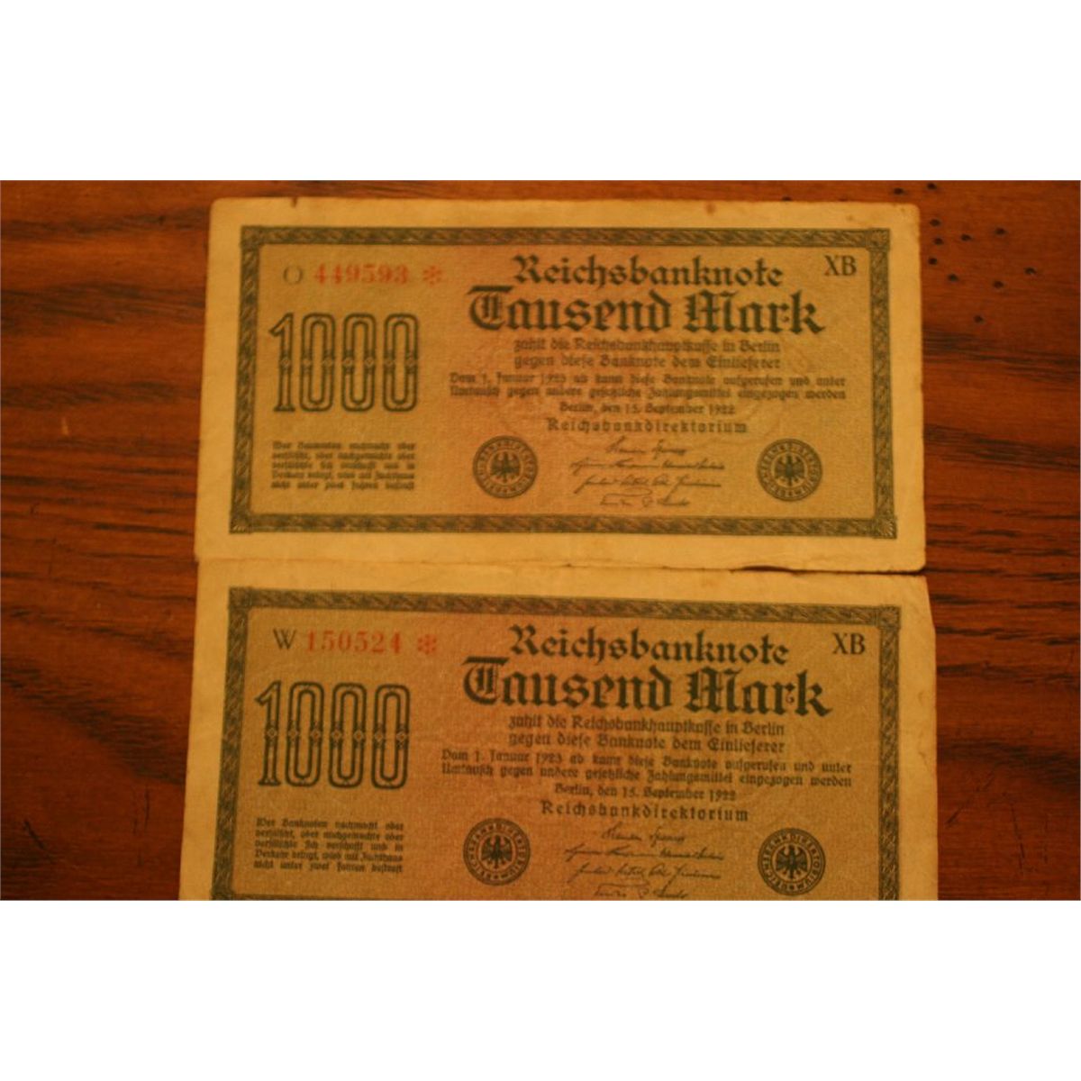 Lot Of 2 Reichsbanknote 1000