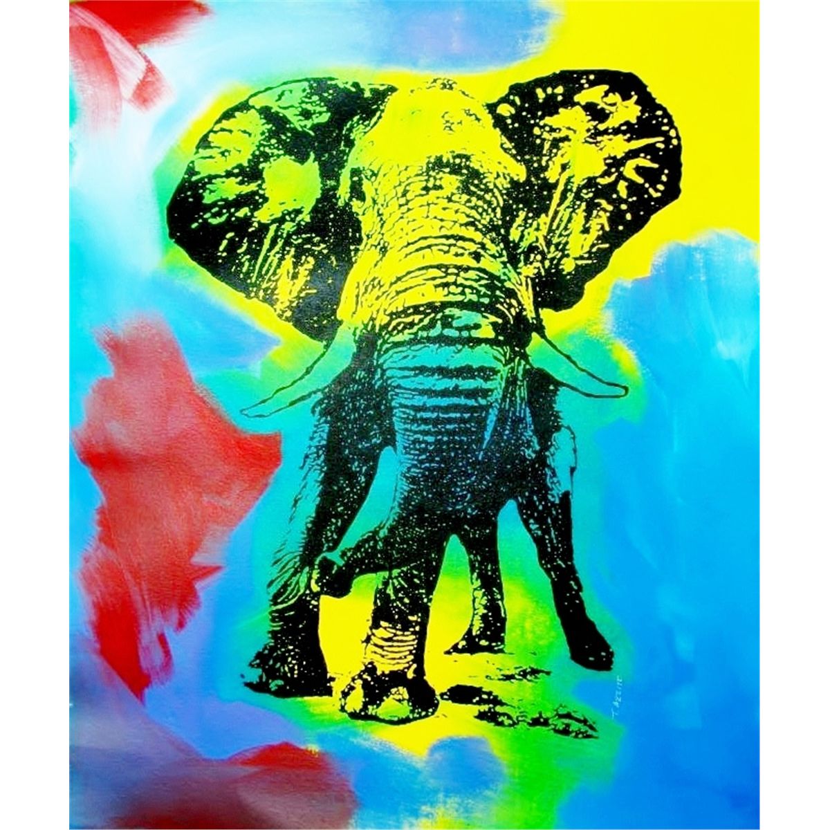 Rainbow Elephant Canvas POP Art Original RARE LIQUIDATE