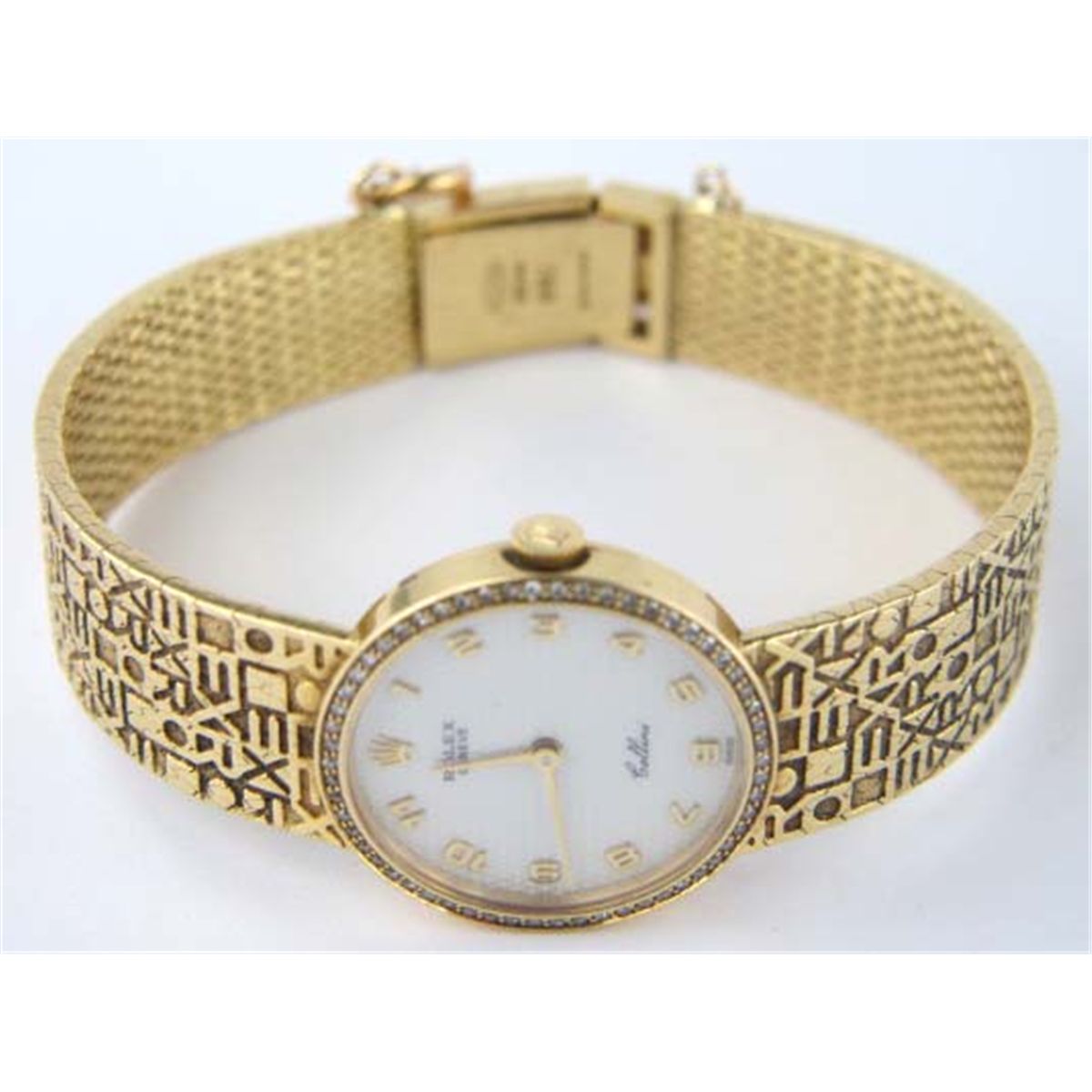 Rolex Cellini 18K Yellow Gold Diamond Women Watch