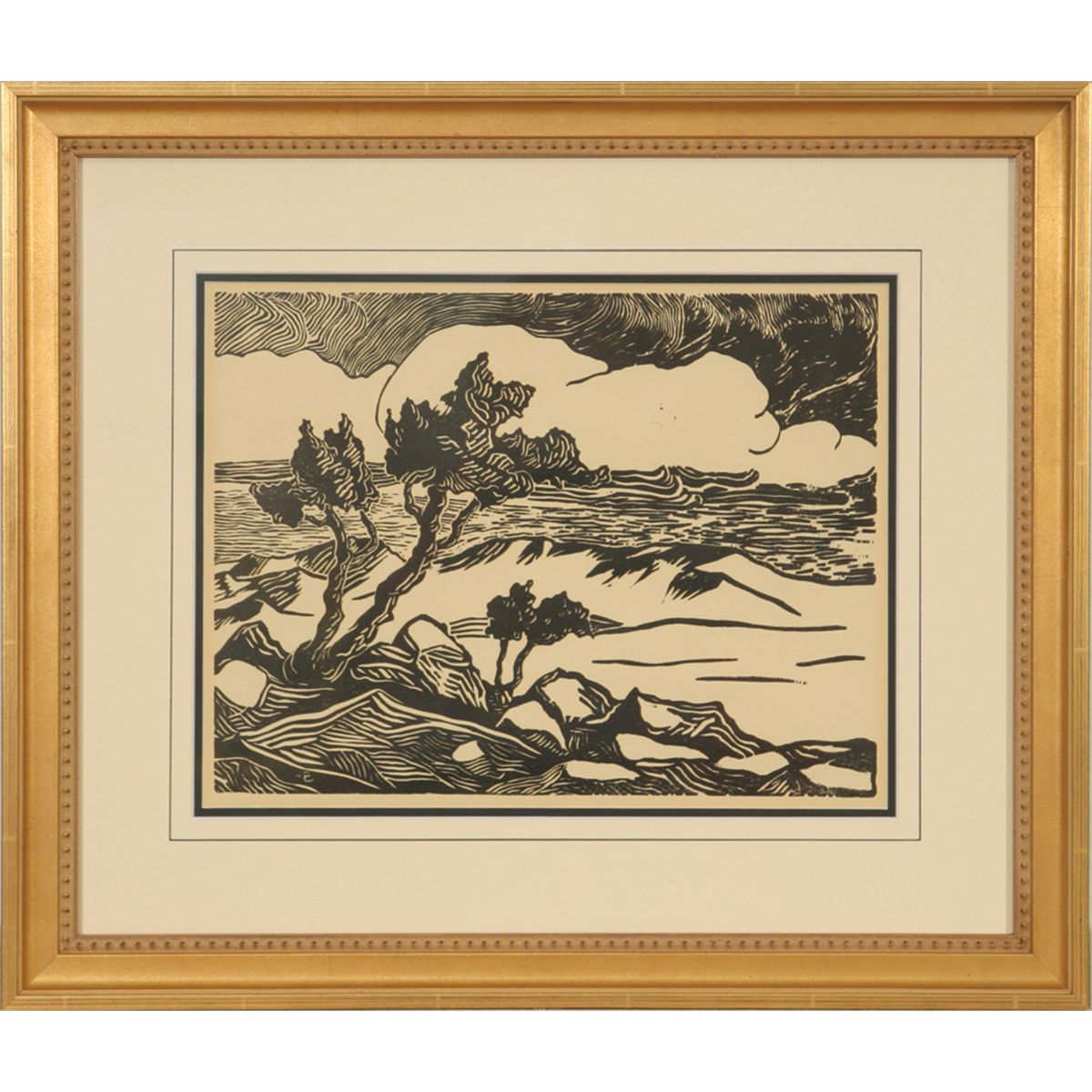 Birger Sandzen student, linoleum cut