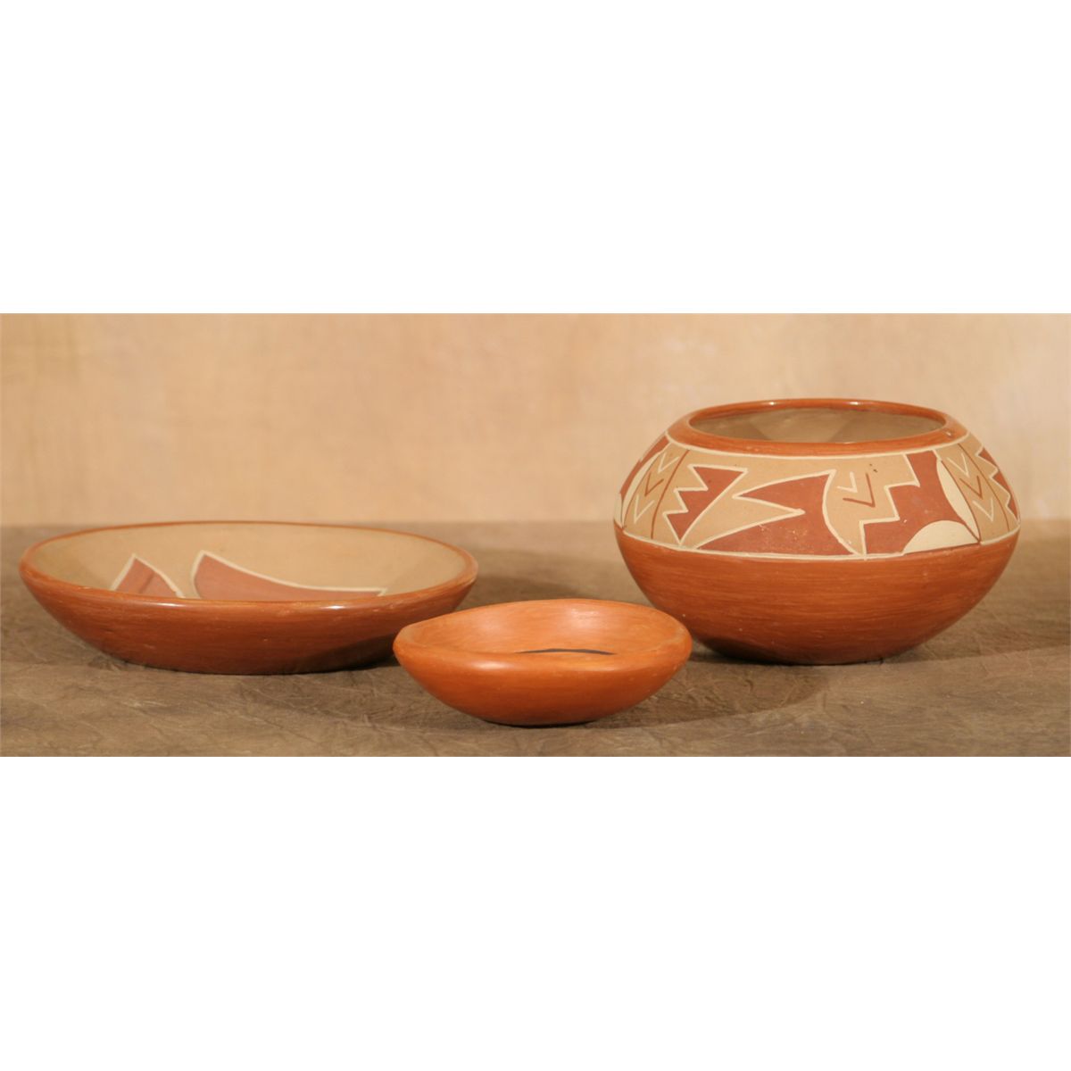 Three pieces of Native American pottery