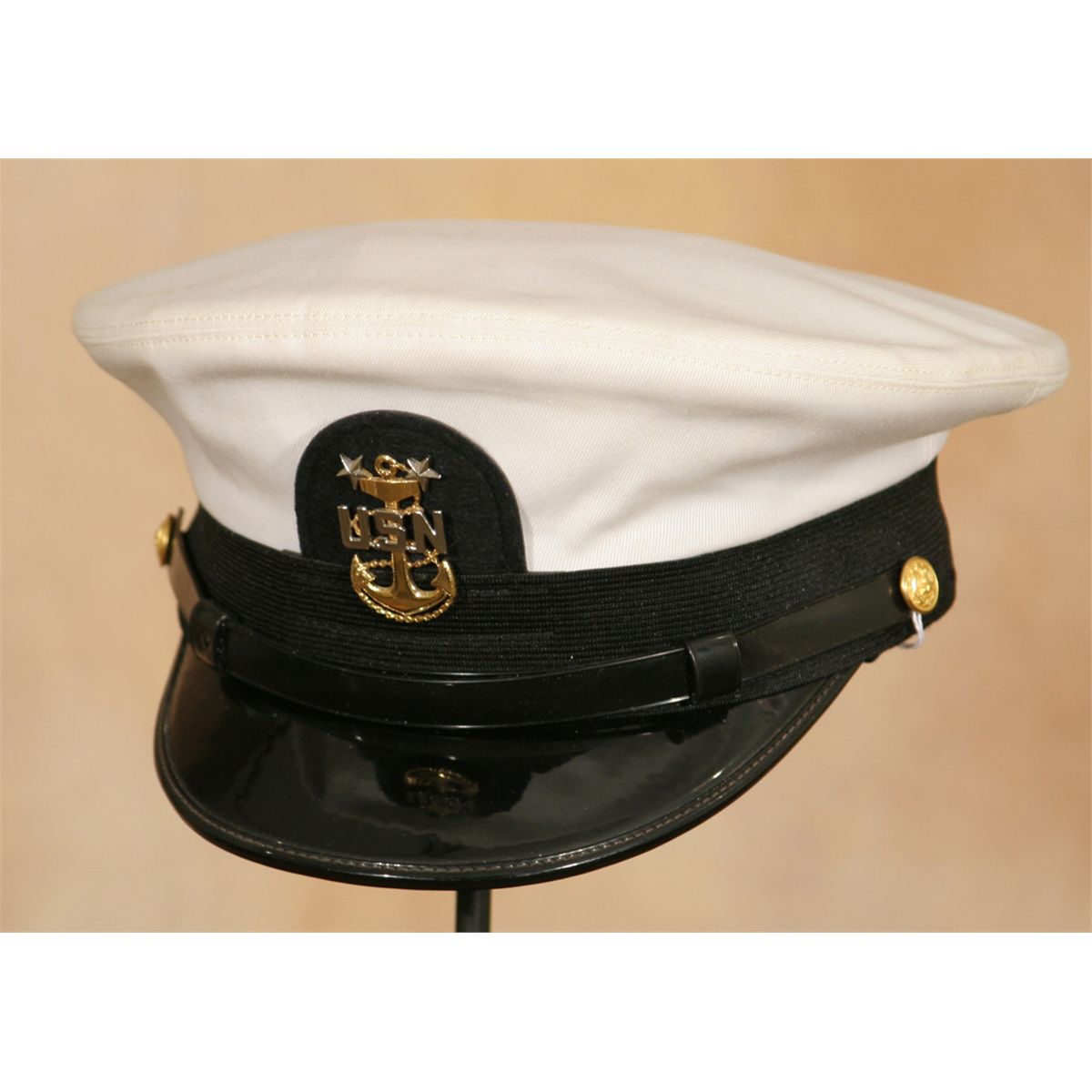 White USN Chief Petty Officer's Visor Cap