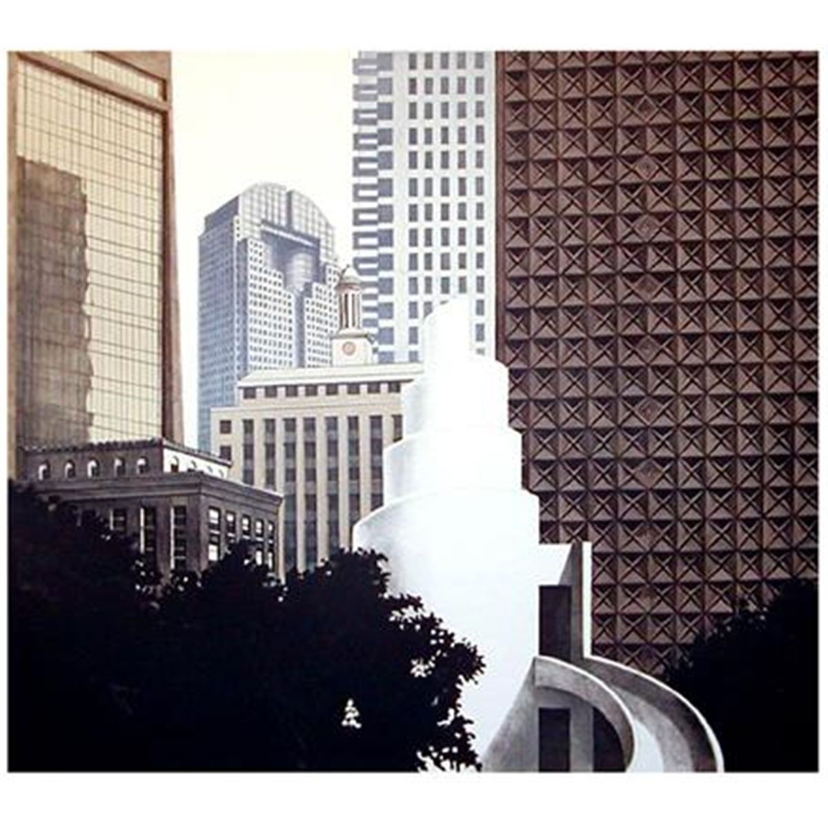 Richard Haas -Dallas Skyline Lithograph Texas Art Print