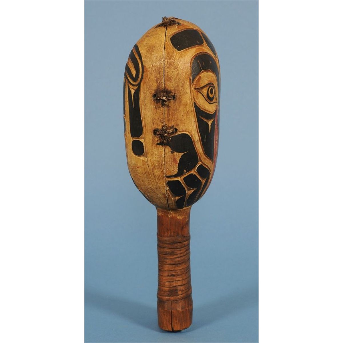 Rare Kwakiutl Hamatsa Dance Rattle ca. 1910 12" H. 5 1/2" W. Good Condition