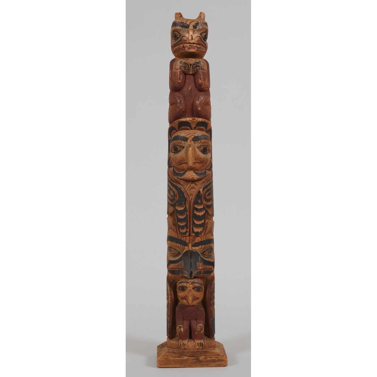 Haida Totem Carved with Bear, Transforming Masked Hawkman, Raven and ...