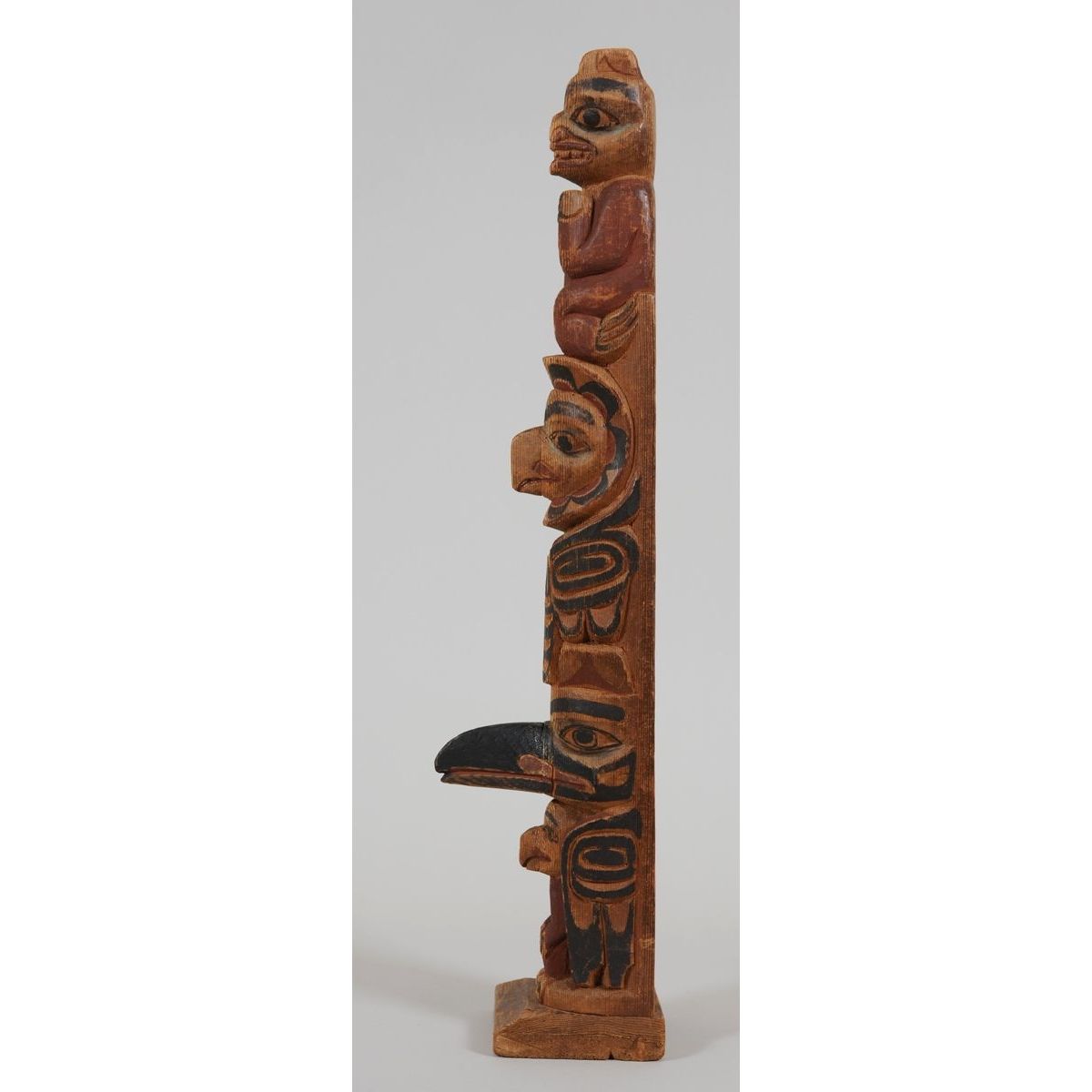 Haida Totem Carved with Bear, Transforming Masked Hawkman, Raven and ...