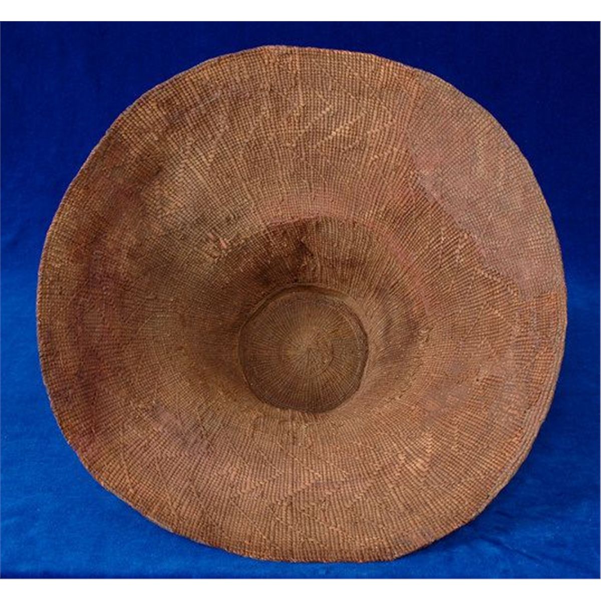 19TH C. Tlingit Spruce Root Hat with Painted Raven Design 15 1/2" D. 8 ...