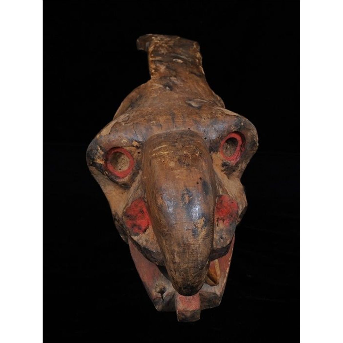 Mid 19TH C. Hamatsa Cannibal Bird Mask, Carved Alder with Red Pigment ...