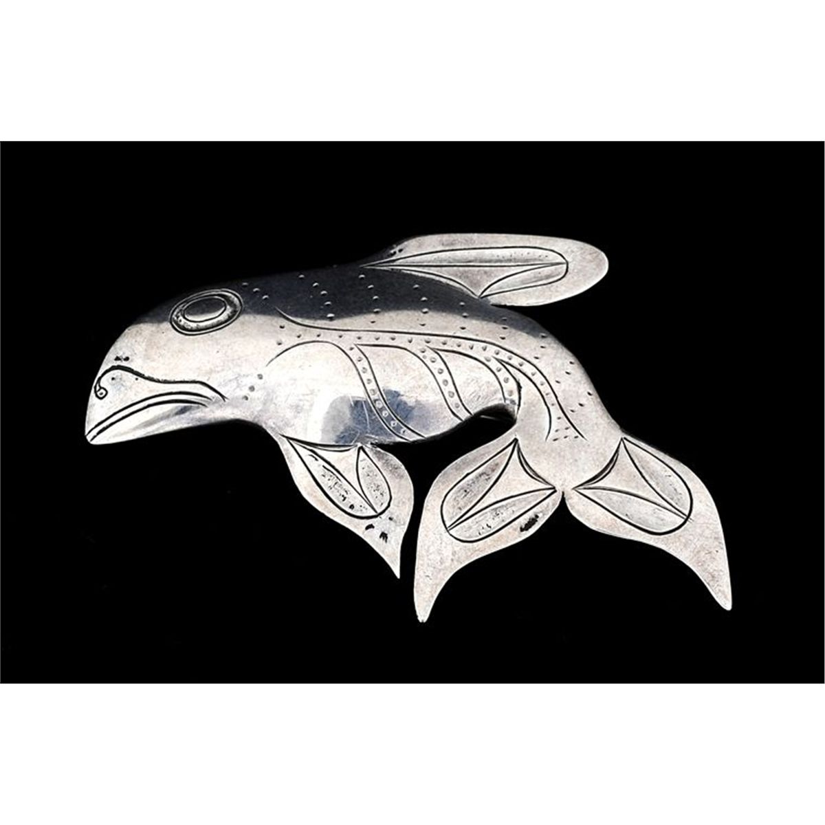 Early Bill Reid Silver Killer Whale Brooch Signed "Reid Haida Art ...