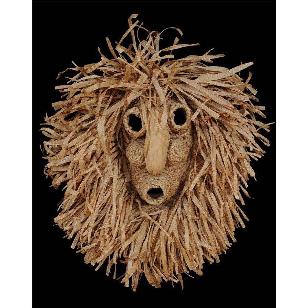 Rare Mohawk Gajesa Medicine Society Corn Husk Mask ca 1920 16" H. 14" W ...