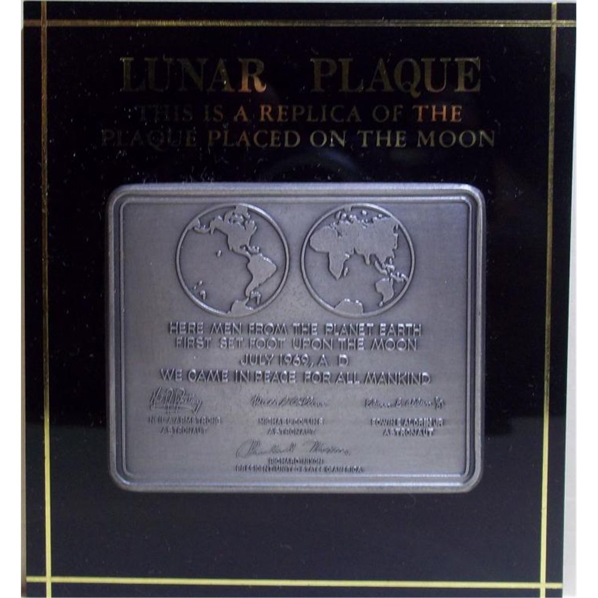 Replica of Plaque Left on Moon by Apollo17