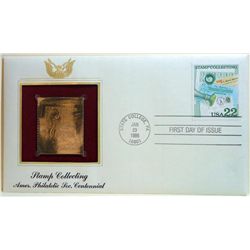 LOT-(2) 24k Gold 1st day Issue Stamps