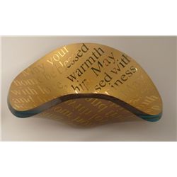 Stephen Schlanser SHALOM Gold Judaic Art Glass Bowl