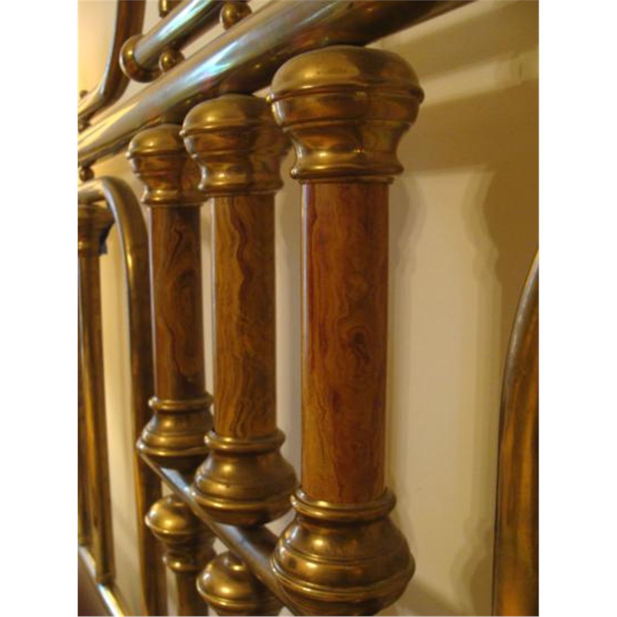 Vintage Brass & Marble Poster Bed King Size Frame