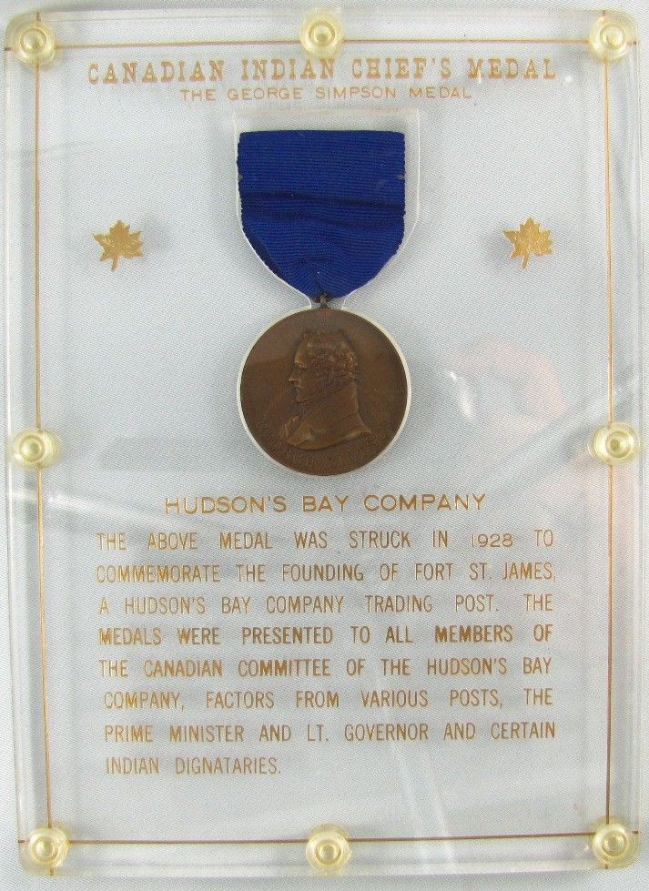 HBC Medal. Fort St. James Medal issued to Sir George Simpson. AR 39mm ...