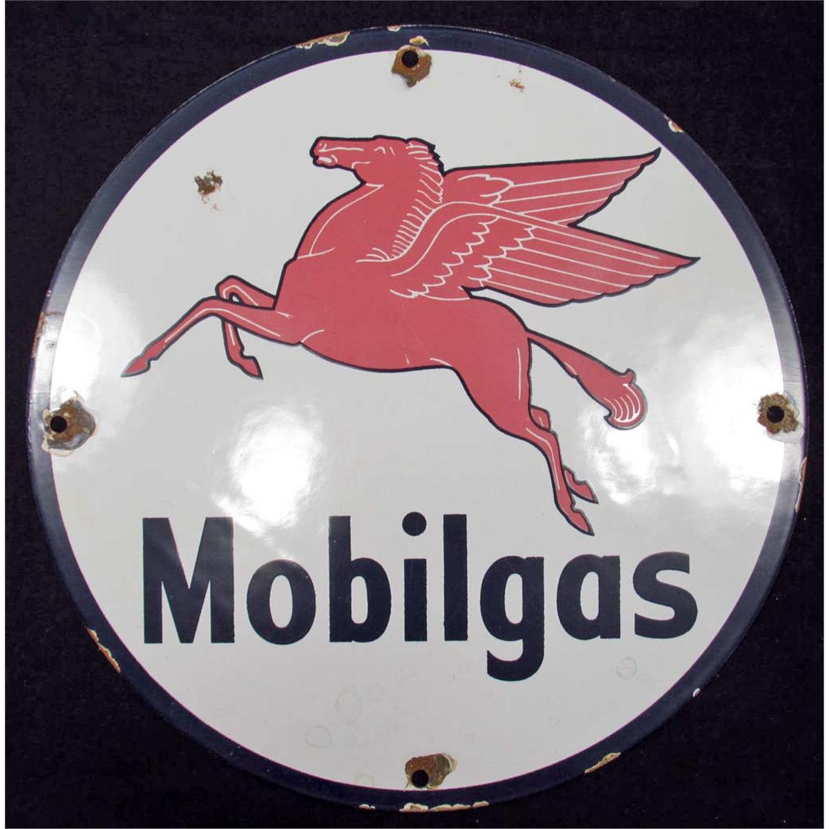 VINTAGE MOBIL GAS PORCELAIN ADVERTISING SIGN