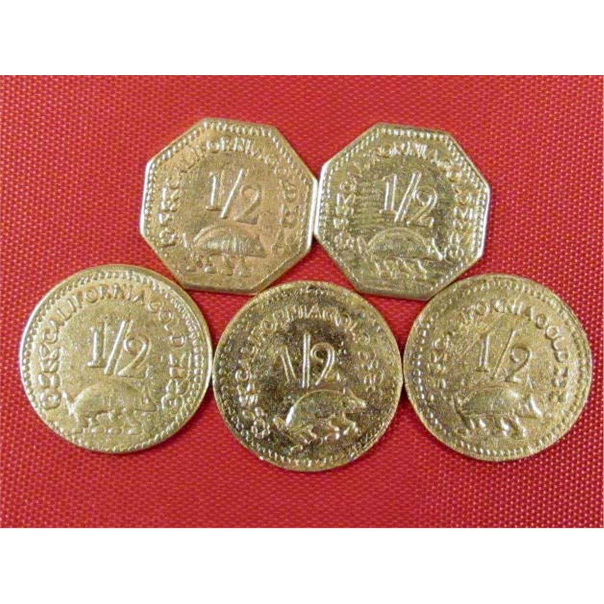 SET OF 5 CALIFORNIA GOLD SOUVENIR TOKENS