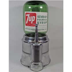 VERY RARE VINTAGE 7-UP SODA SHOP SYRUP DISPENSER W/ ART DECO GLASS BASE