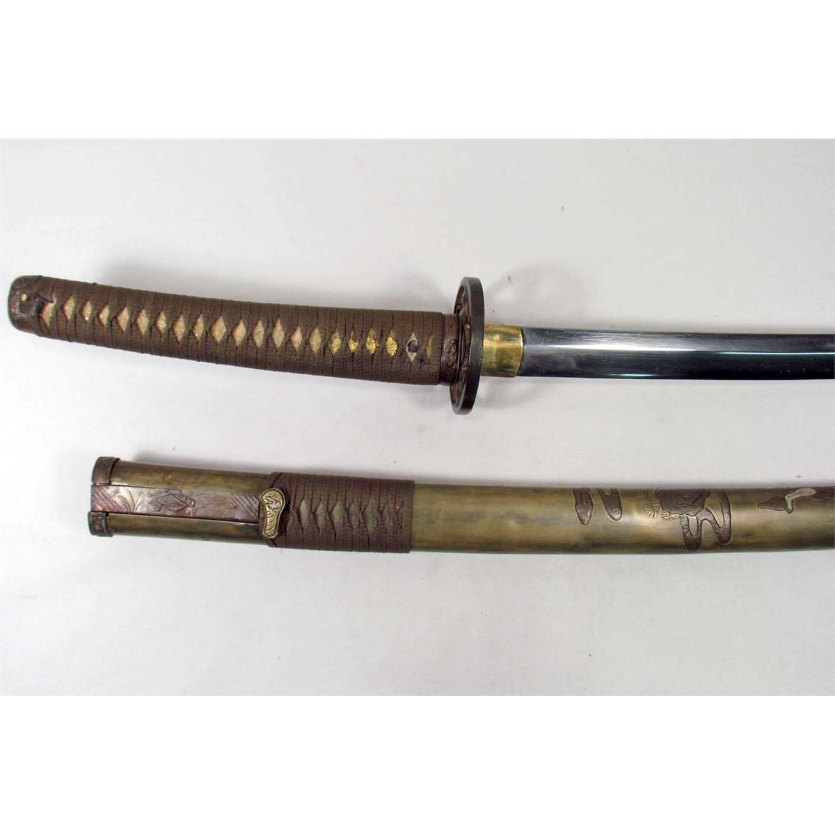 RARE ANTIQUE JAPANESE 1800'S COMBAT SAMURAI SWORD W/ SCABBARD