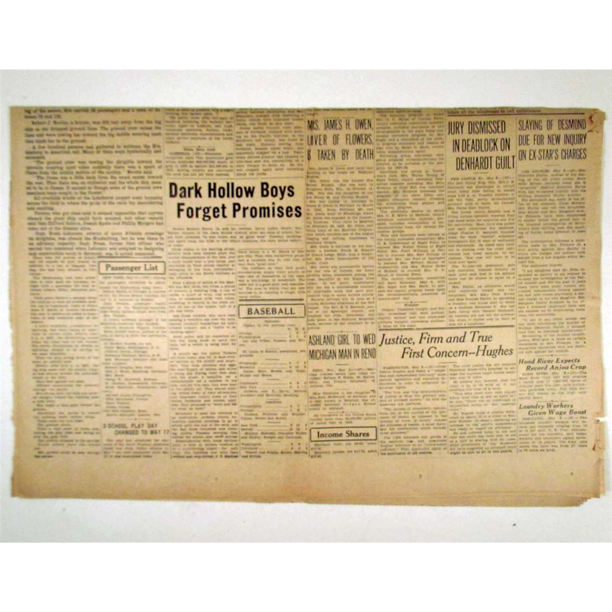 1937 NEWSPAPER "EXTRA MEDFORD MAIL TRIBUNE" MEDFORD, OREGON