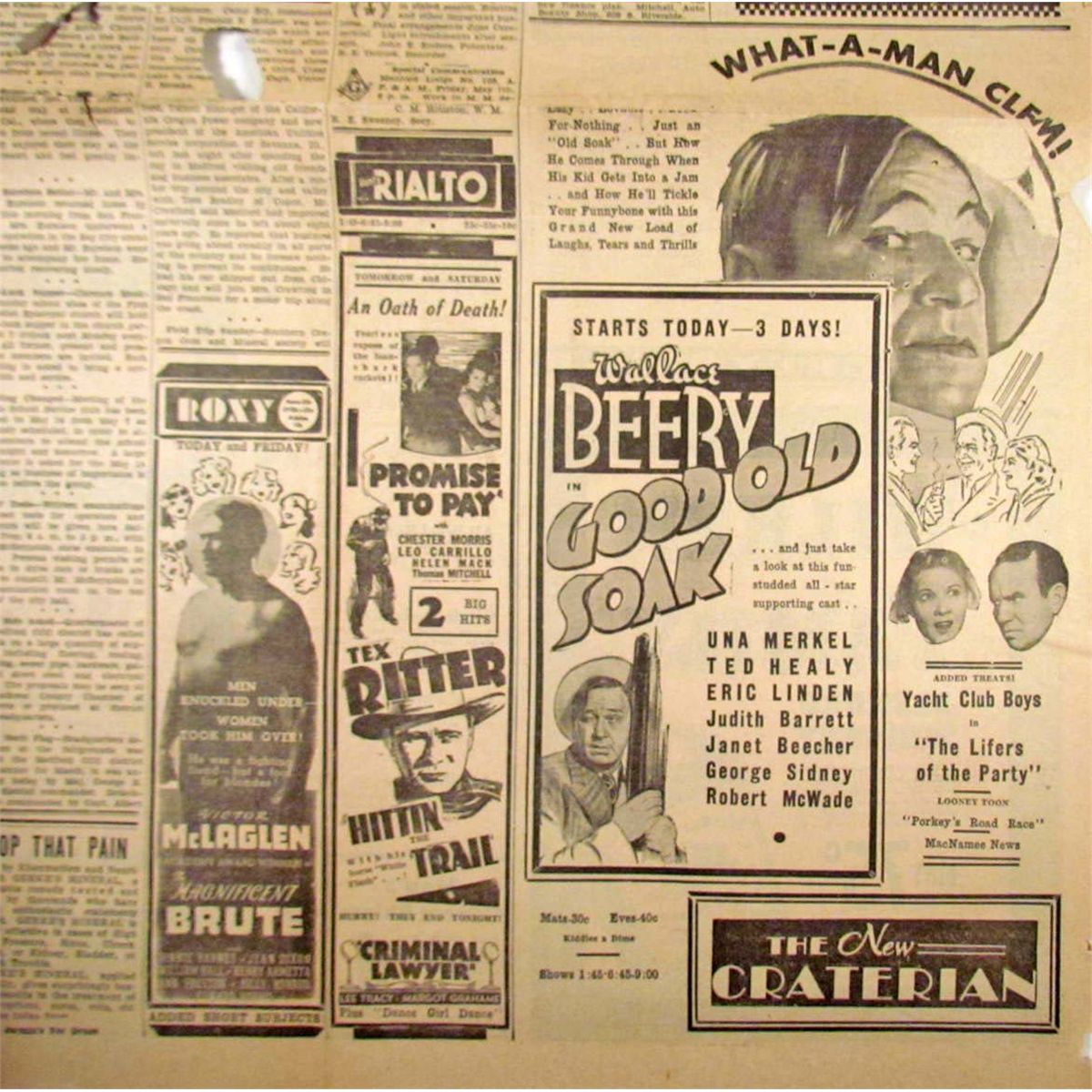 1937 NEWSPAPER "EXTRA MEDFORD MAIL TRIBUNE" MEDFORD, OREGON