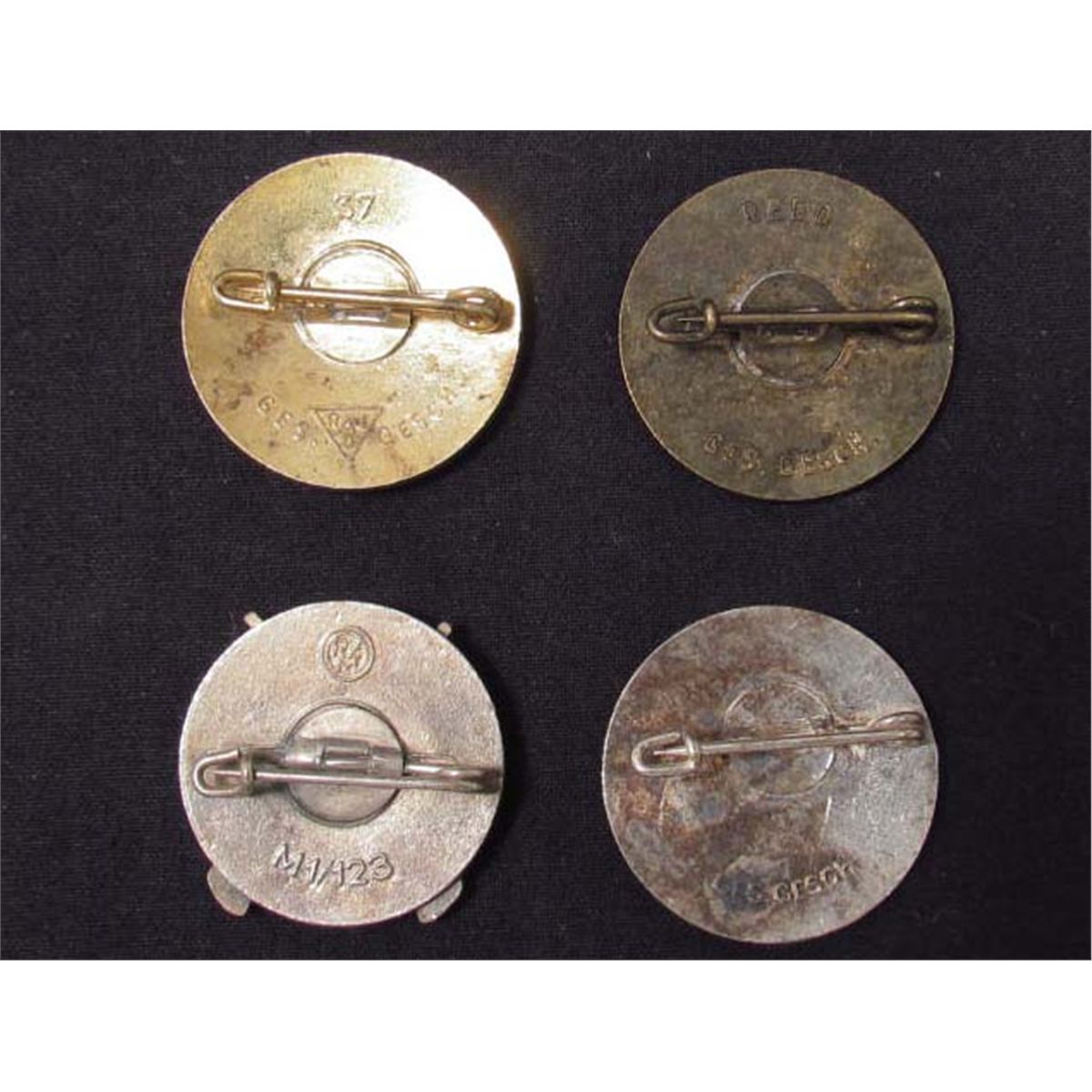 LOT OF 4 GERMAN NAZI RLB RAD HITLER YOUTH & HUNGARIAN ENAMELED BADGES