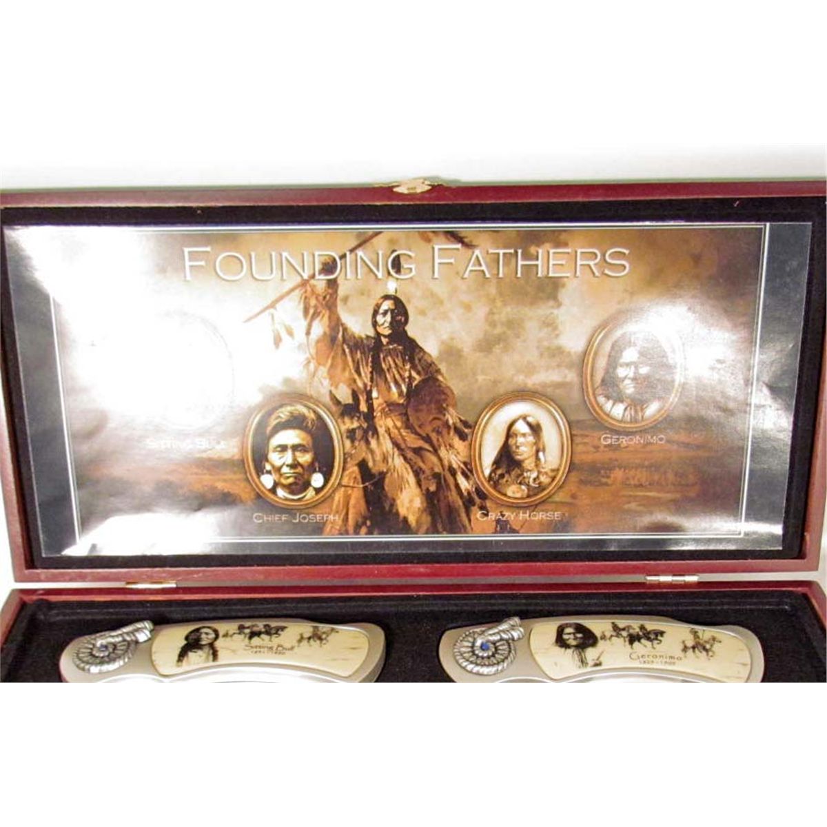 FOUNDING FATHERS 4 INDIAN CHIEFS KNIFE SET