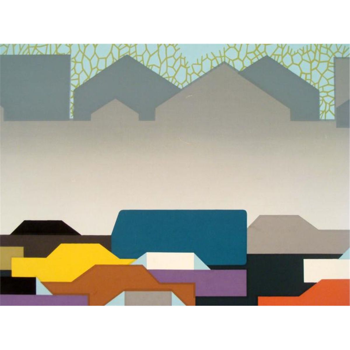 Steve Horan Signed Urban Landscape Art Print City 1976