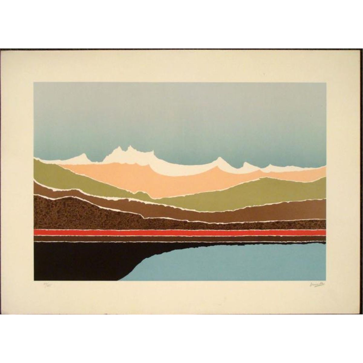 Arthur Secunda Signed Landscape Art Print Mirror Lake